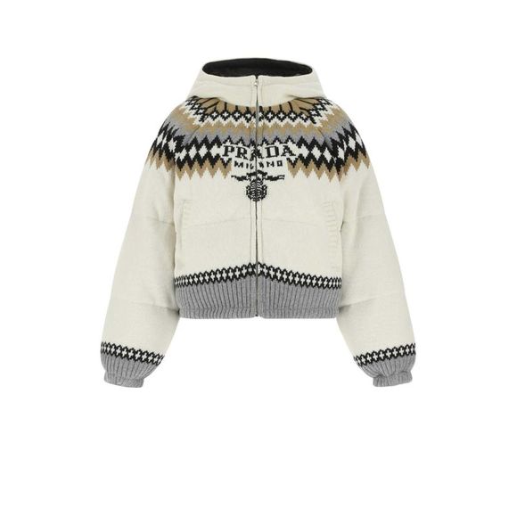 Prada | Jackets & Coats | Prada Embroidered Stretch Wool Blend Down ...